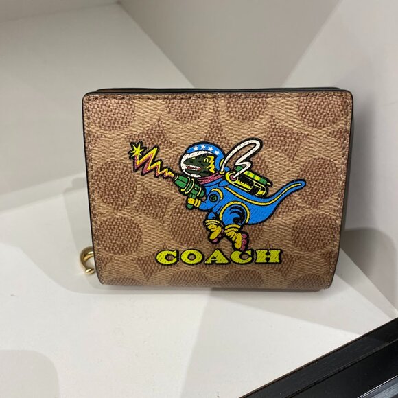 Coach | Bags | Coach Snap Wallet In Signature Canvas With Rexy Print ...